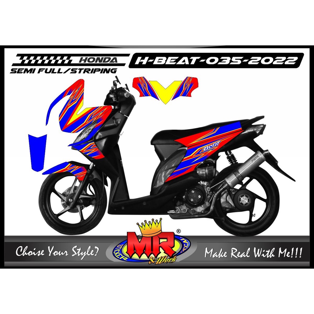 Jual Decal Body Stiker Motor Honda Beat Stiker Racing Variasi Striping ...