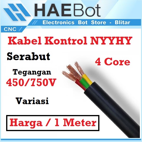 Jual [HAEBOT] Kabel Kontrol NYYHY isi 4 Core 4x0.75 4x1.5 Serabut Listrik CNC AC DC Cable ...