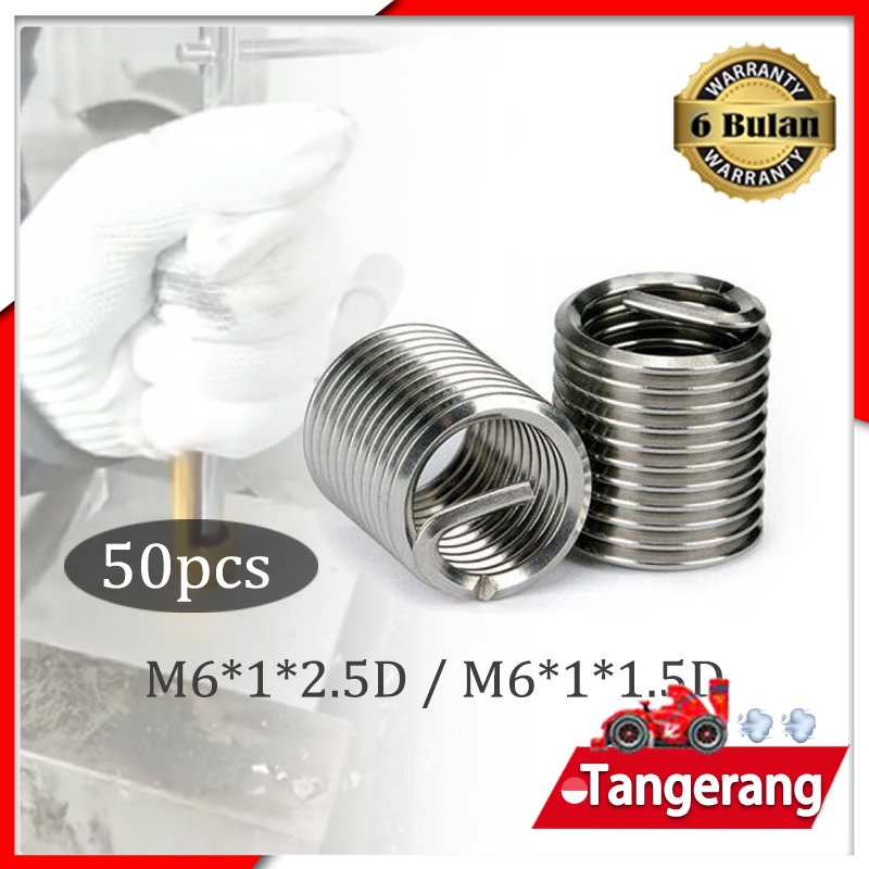 Jual 50PCS Recoil Helicoil M6 / Thread Repair Insert Kit M6 1.0 1.5D ...