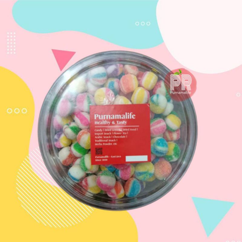 Jual Permen Marble Bola Pelangi kemasan Toples 250gr l Marble Candy ...