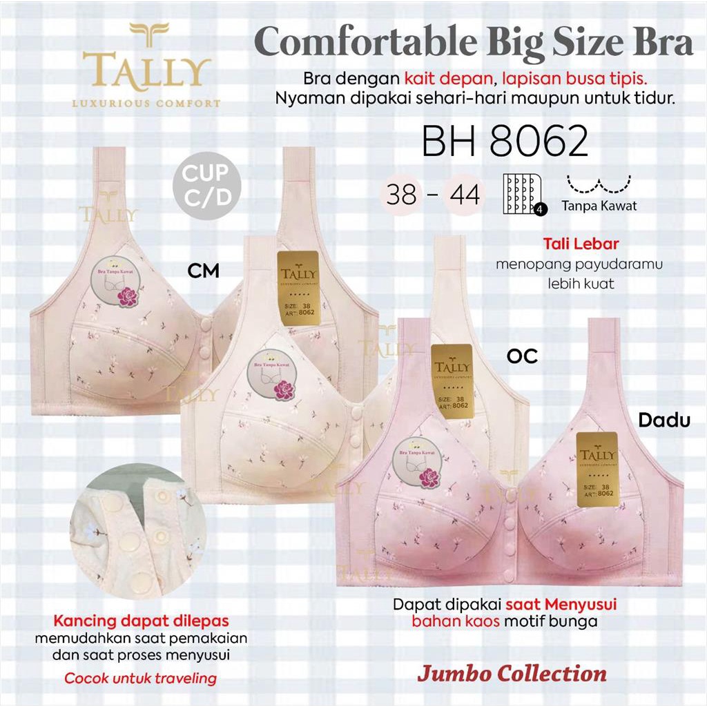 Jual TALLY (1pcs) Maternity Bra Menyusui BH 8062 Jumbo Collection uk ...