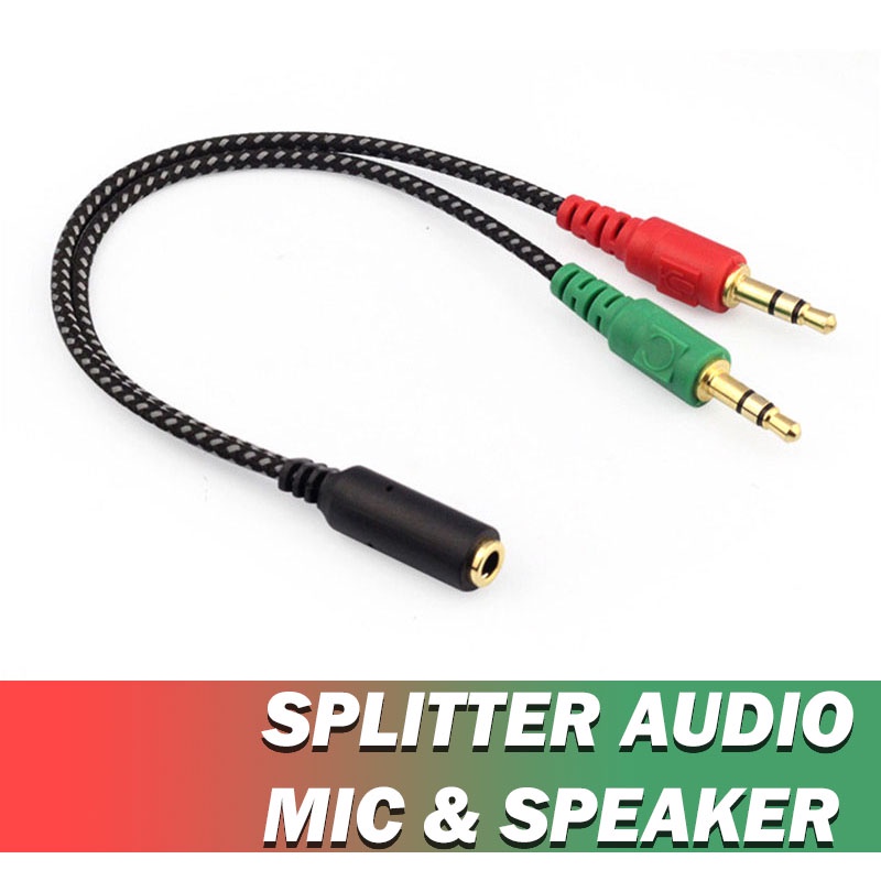 Jual Kabel Splitter Audio Mic Headphone Female Aux 3.5mm to 2 Male Aux ...