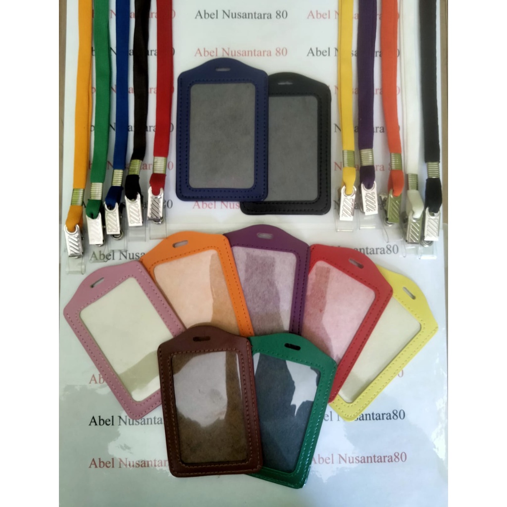 Jual Paket Casing ID Kulit Warna 1 Sisi dengan Tali Jepit Besi 1cm ...