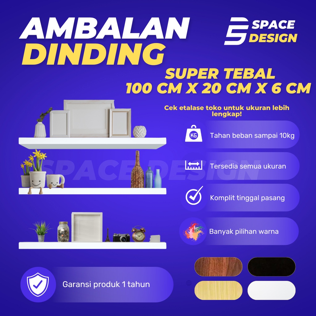 Jual Ambalan Rak Dinding Minimalis SUPER TEBAL Hiasan Papan Hambalan ...