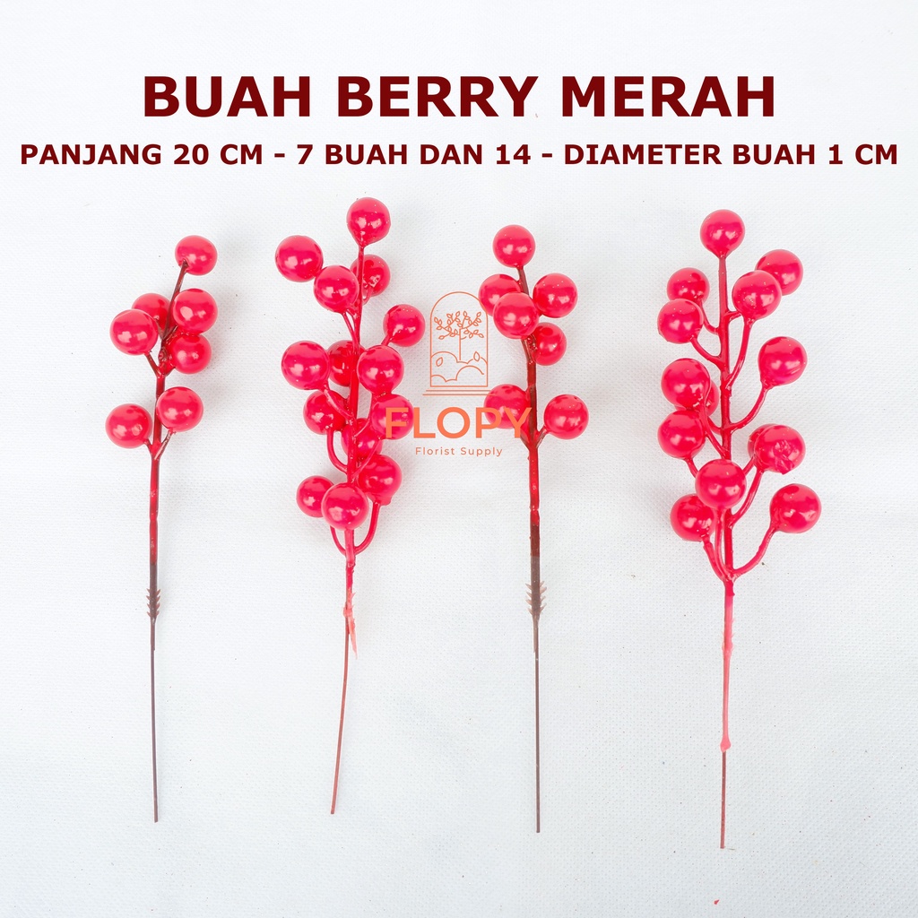 Jual [ 7 Buah & 14 Buah ] Buah Berry Merah / Artifisial Dekorasi Bunga ...