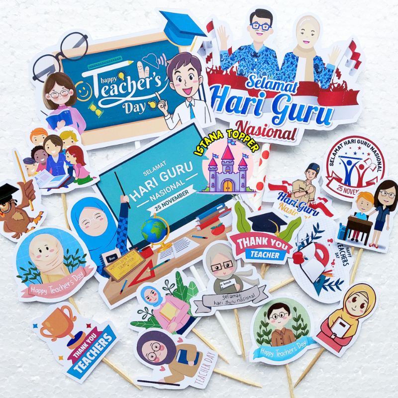 Jual Topper Cake STANDART Tema Hari Guru / Topper Teacher Day / Hari ...