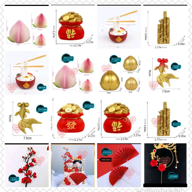 Jual TOPPER IMLEK SINCIA GONG XI FA CHAI persik koin pohon emas/ornamen ...
