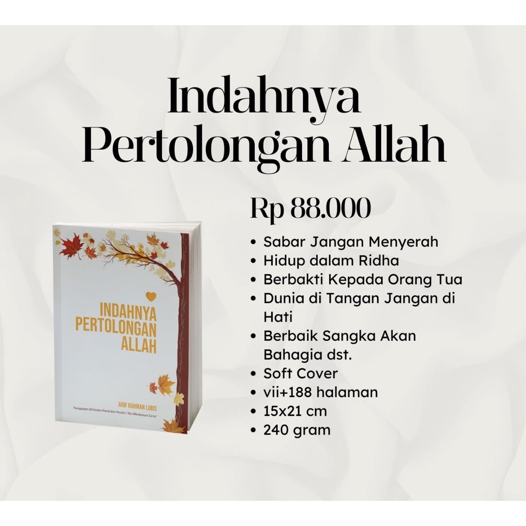 Jual Buku Novel Nasehat Islami Indahnya Pertolongan Allah Original New