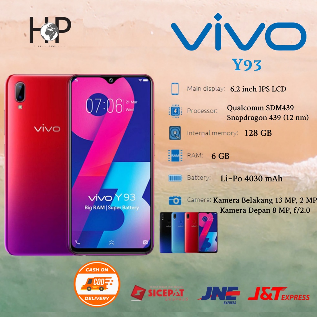 Jual VIVO Y93 HP MURAH SmartPhone RAM 6GB+128GB 6.2inci handphone ...