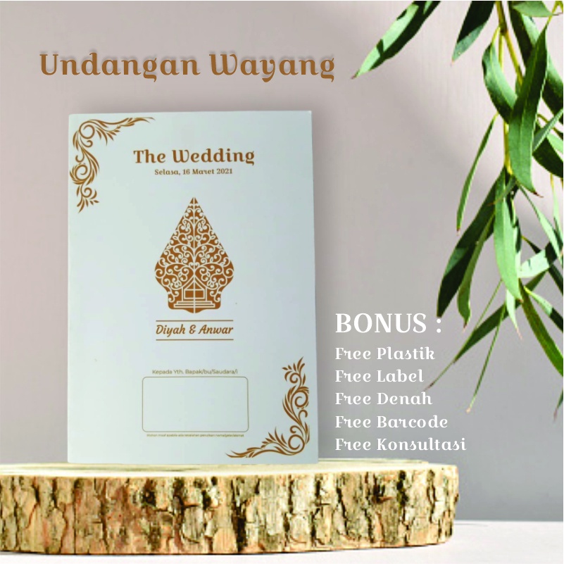 Jual Undangan Nikah Wayang Putih Gold Lipat Elegan | Shopee Indonesia