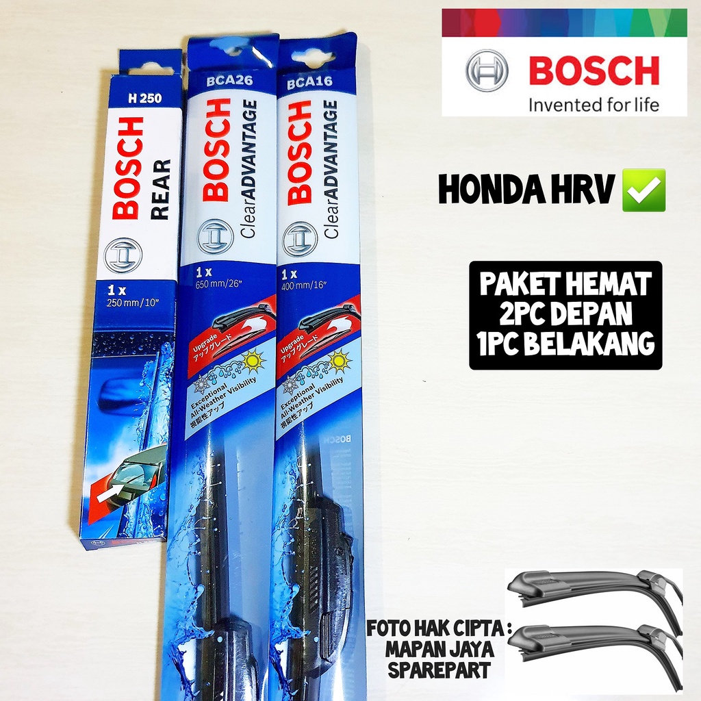 Jual BOSCH WIPER DEPAN & BELAKANG - HONDA HRV / HR-V (FRAMELESS) | Shopee Indonesia