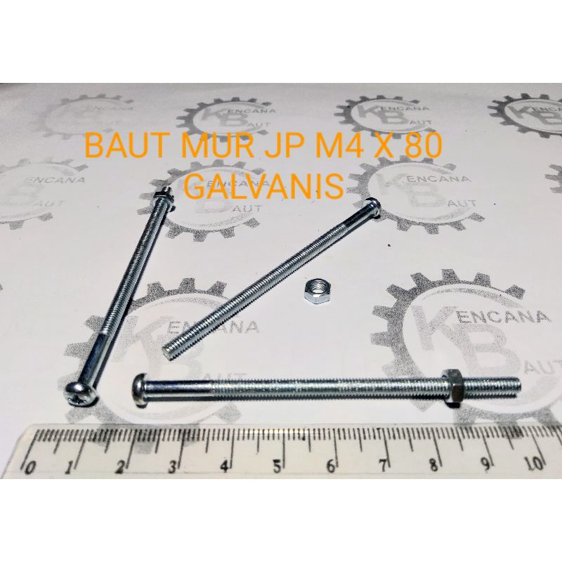 Jual BAUT MUR JP M4 X 80 GALVANIS PANJANG 8 CM | Shopee Indonesia