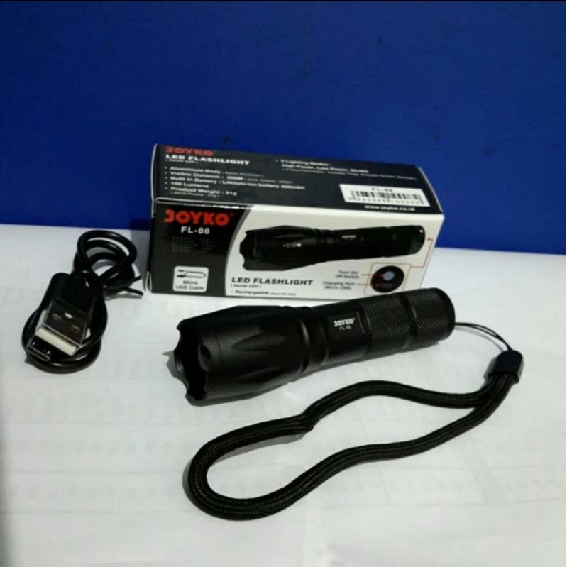Jual Senter LED Recharge Joyko FL-88 / Flashlight Senter Model Swat ...