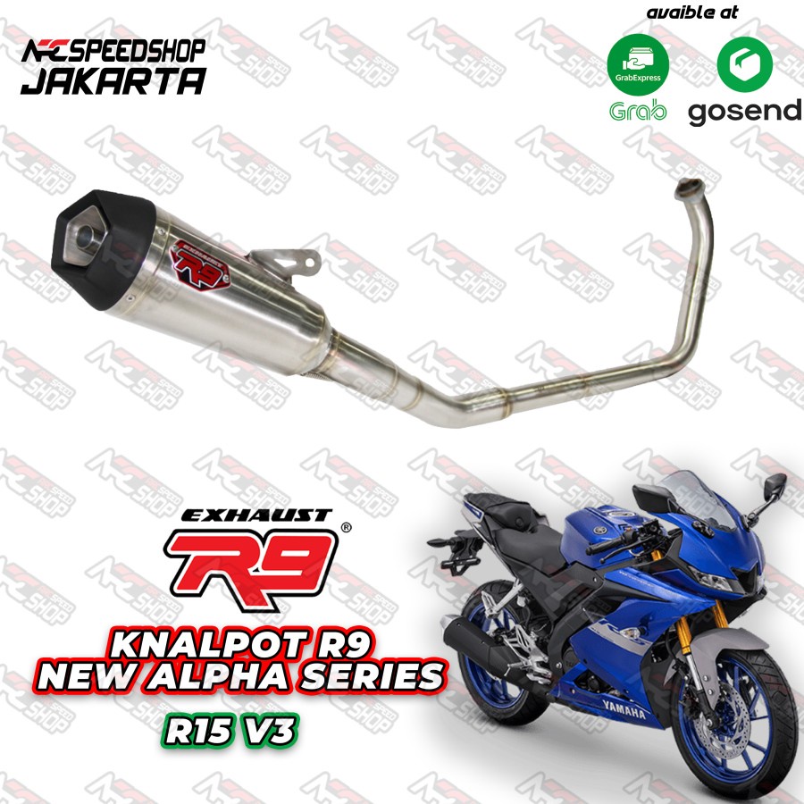 Jual Knalpot R9 Alpha Black All New R15 V3 XSR 155 Fullsystem | Shopee ...