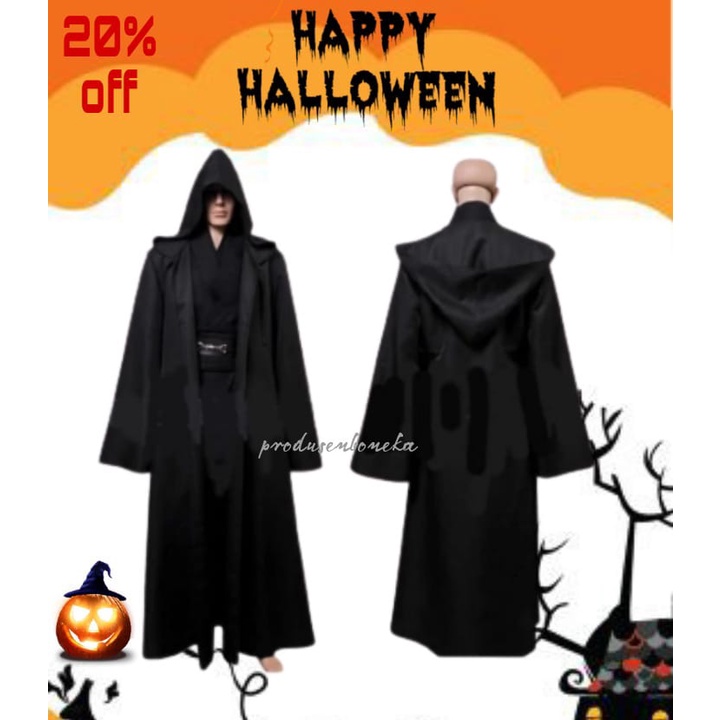 Jual Kostum Jubah Hitam Starwars Jedi Vader Anak Dewasa Helloween ...