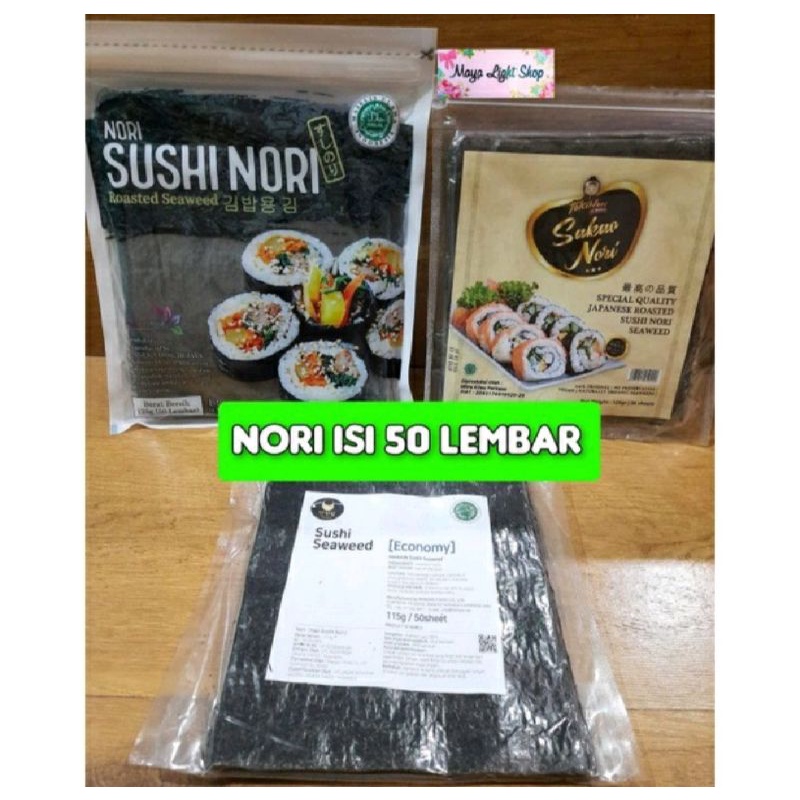 Jual Nori Sushi isi 50 lembar rumput laut Nori java sakao sushi Manjun ...