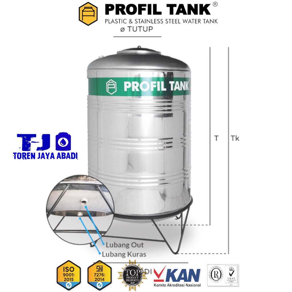 Jual Tandon / Toren air Profil Tank stainless PS 3300 + kaki | Shopee ...