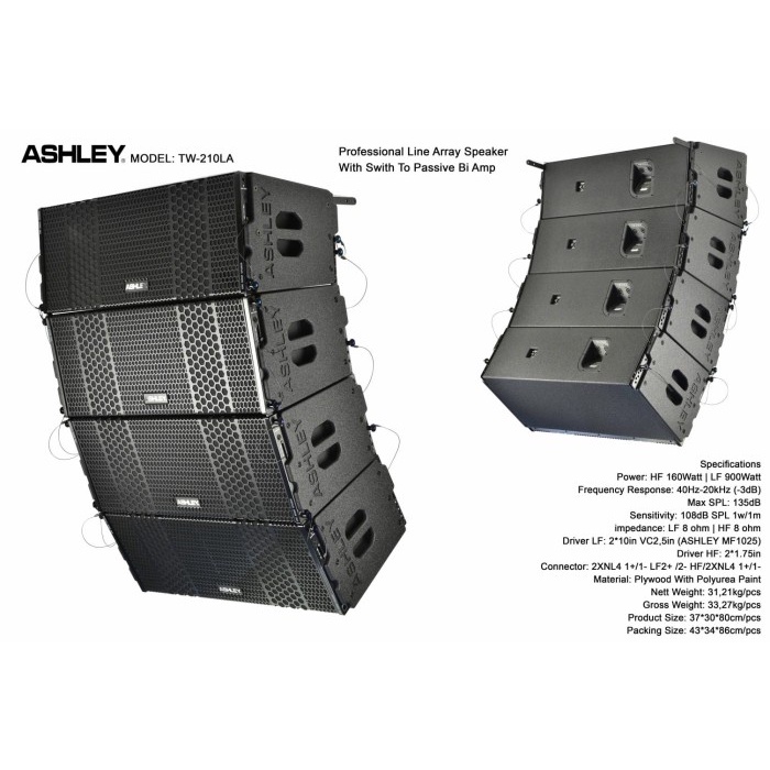 Jual Line Array Ashley TW-210 LA / TW 210 LA Speaker Pasif | Shopee ...