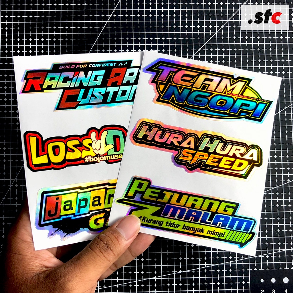 Jual (isi 6 Stiker) Sticker Variasi Racing Paket Team Ngopi Hologram ...