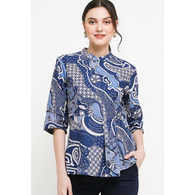 Jual Arjuna Weda Blouse Batik Samudra - Biru | Shopee Indonesia