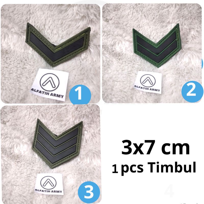 Jual Alfatih Army Patch Rubber Pangkat Sertu Serda Serka v1 v2 v3 hitam ...