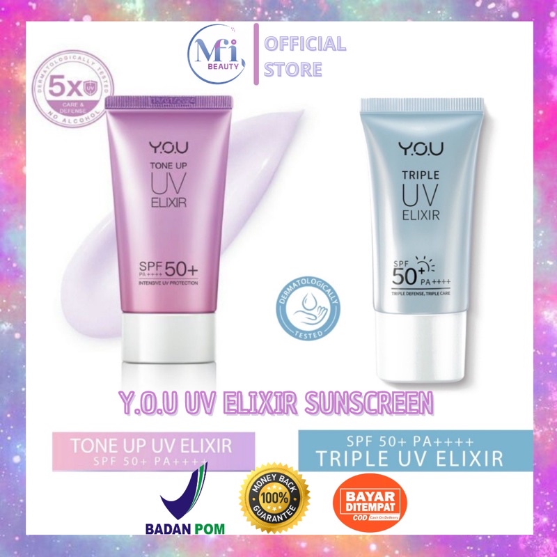 Jual MFI - YOU TRIPLE UV ELIXIR SUNSCREEN GEL TONE UP UV ELIXIR HYALURONIC ACID SPF 50+ PA ...
