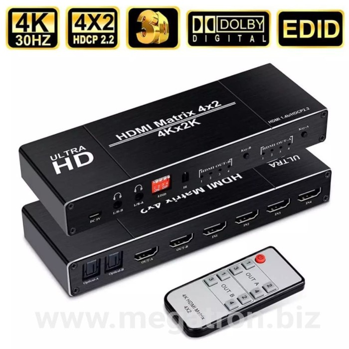Jual Konektor Kabel Hdmi Matrix 4X2 (4-Input & 2-Output) | Shopee Indonesia