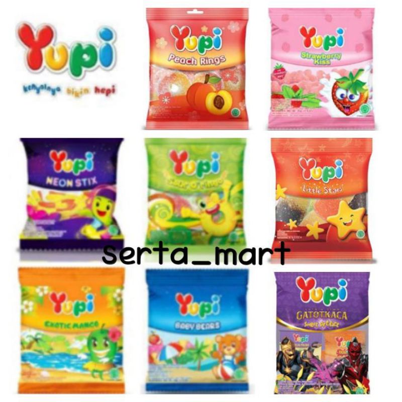 Jual Yupi Gummy Candies 45gr - Yupi Permen Jelly Strawberry Kiss / Neon ...
