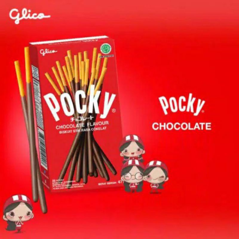 Jual biskuit Glico Pocky coklat 47g gliko poky strawberry 45g poki ...