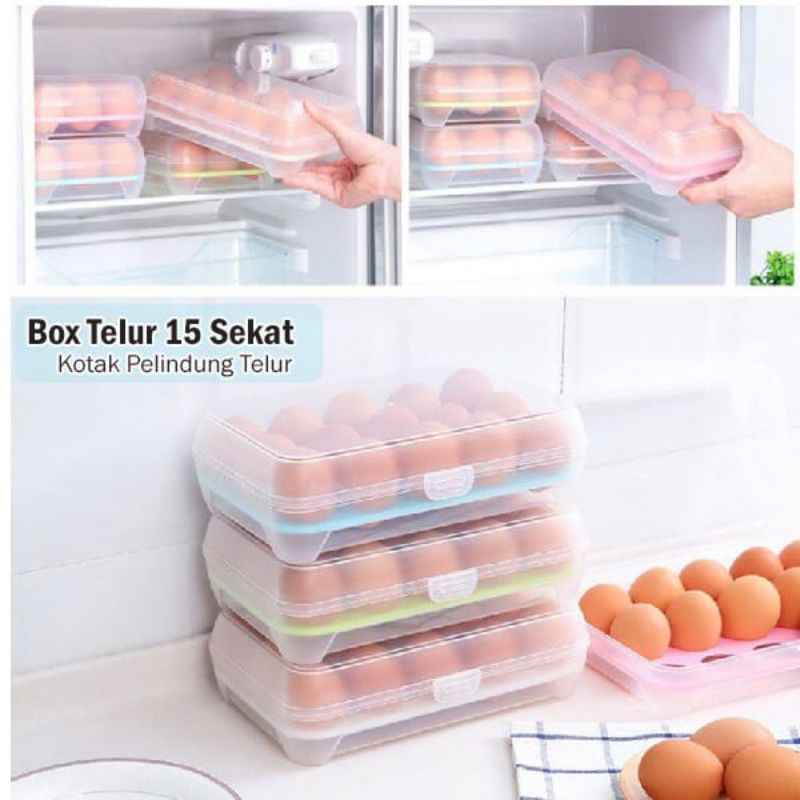 Jual BOX TELUR MUAT 15 BUTIR TELUR/KOTAK TELUR 15 PCS | Shopee Indonesia