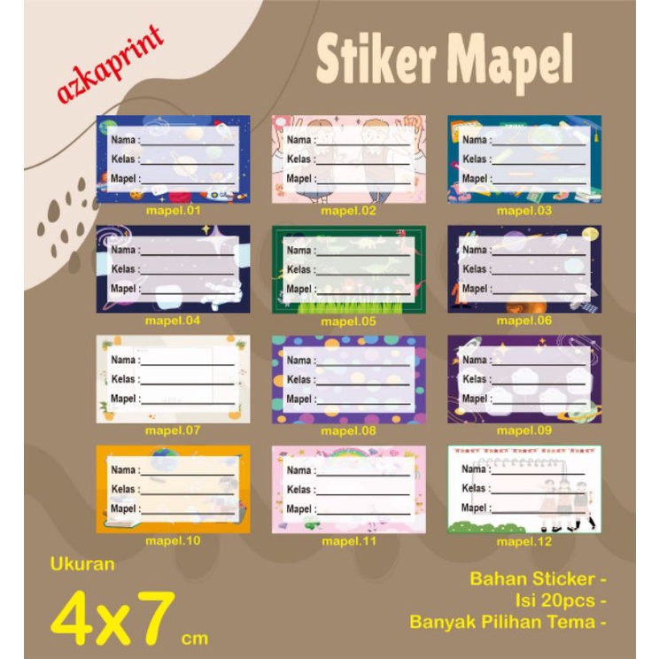 Jual PER 20 PCS CETAK STICKER MAPEL / STICKER CHROMO /STICKER NAMA DI ...