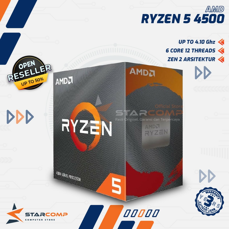 Jual AMD Ryzen 5 4500 BOX 3.6Ghz Up To 4.1Ghz 6 Core 12 Threads | Shopee Indonesia