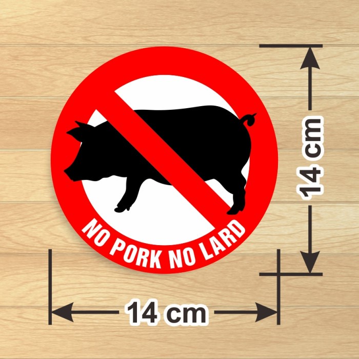 Jual Label Sticker No Pork No Lard Sign Bundar Halal Tidak Mengandung ...