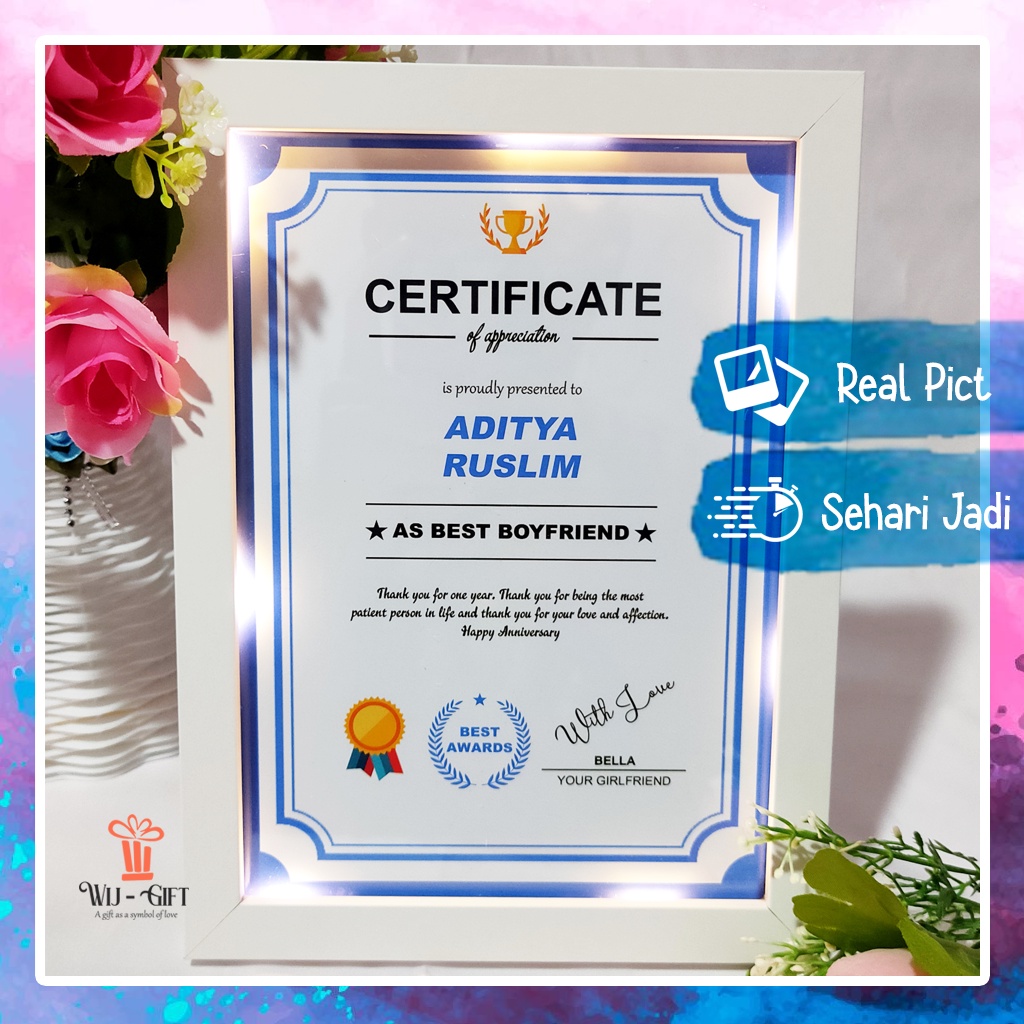 Jual Kado Hadiah Sertifikat Frame Ulang Tahun Cewek Cowok Wisuda ...