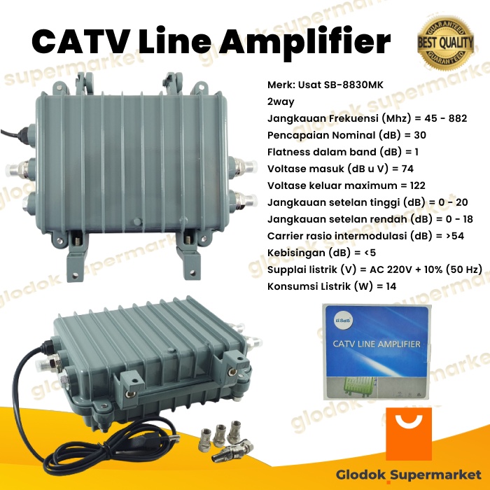 Jual CATV Line Amplifier Usat SB-8830MK Booster Besar 2 way 8830 MK ...