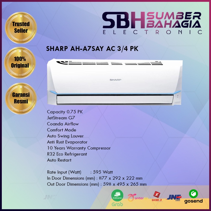 Jual SHARP AH-A7SAY AC 3/4 PK (NEW) (KHUSUS BANDUNG) | Shopee Indonesia