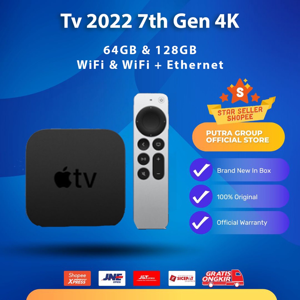 Jual Apple TV 4K 7th Gen 2022 64GB 128GB WIFI ETHERNET A15 Bionic | Shopee Indonesia