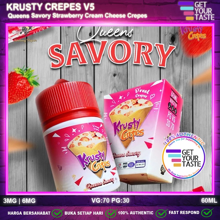 Jual Liquid Krusty Crepes V5 Queens Savory Strawberry Cheese 60ML by ...