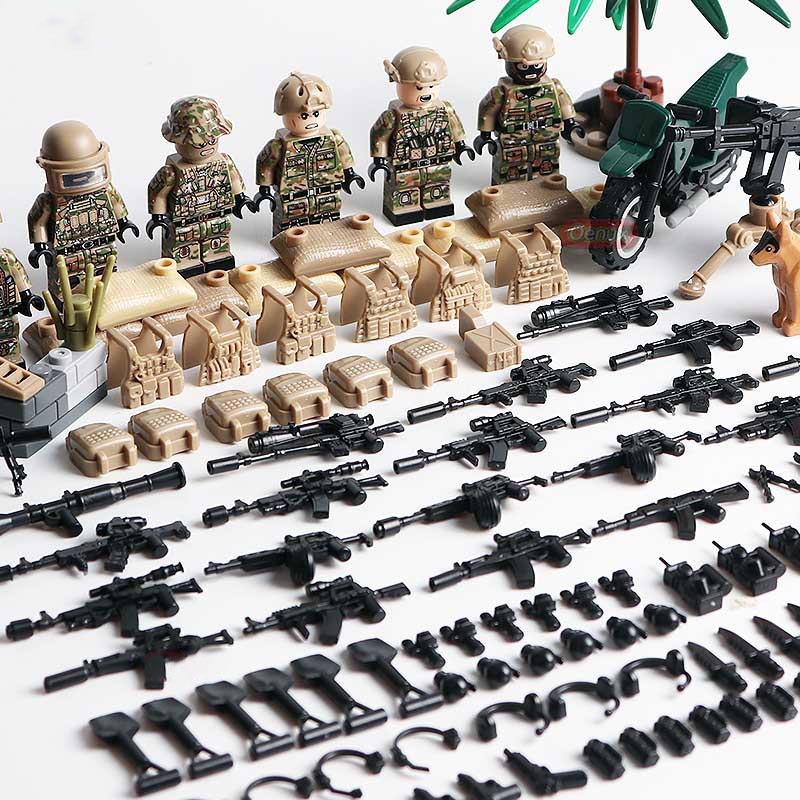 Jual Mainan Minifigure Military Swat Team Guns WW2 Building Blocks ...