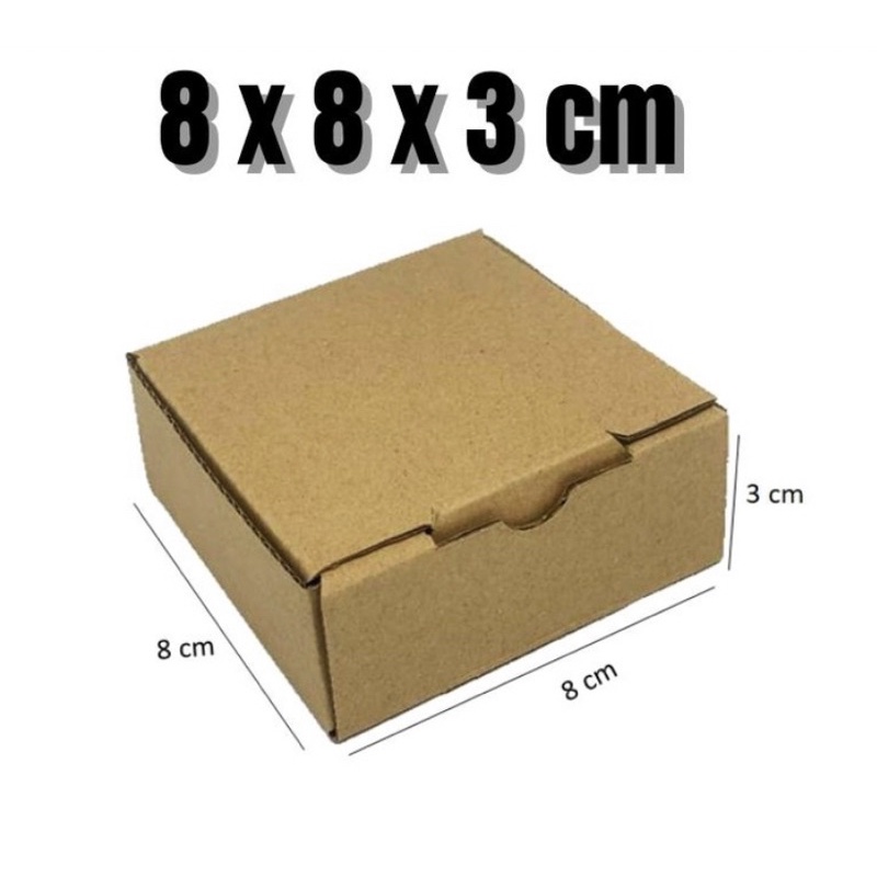 Jual 8x8x3 cm box kotak kemasan packaging kardus dus karton | Shopee ...