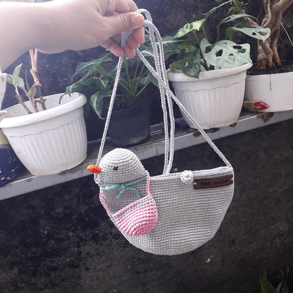 Jual CROSSBODY DUCK BAG, Amigurumi,Tas Selempang Rajut Bebek ( Tas Anak ...