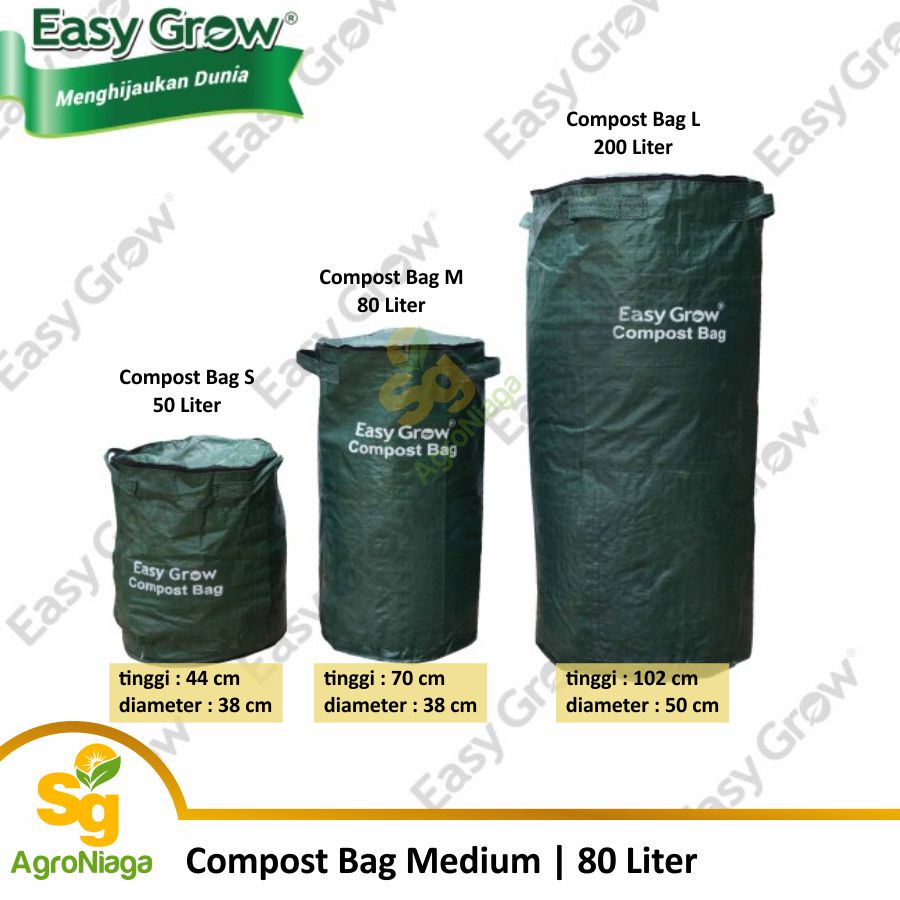 Jual Compost Bag Medium 80 Liter Hijau Easy Grow Original | Shopee ...