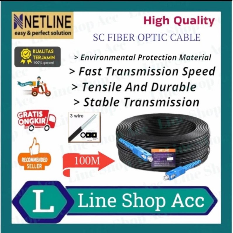 Jual Kabel Fiber Optik 100 Meter Ftth Drop Cable Sc-Sc Fiber Optic (FO ...