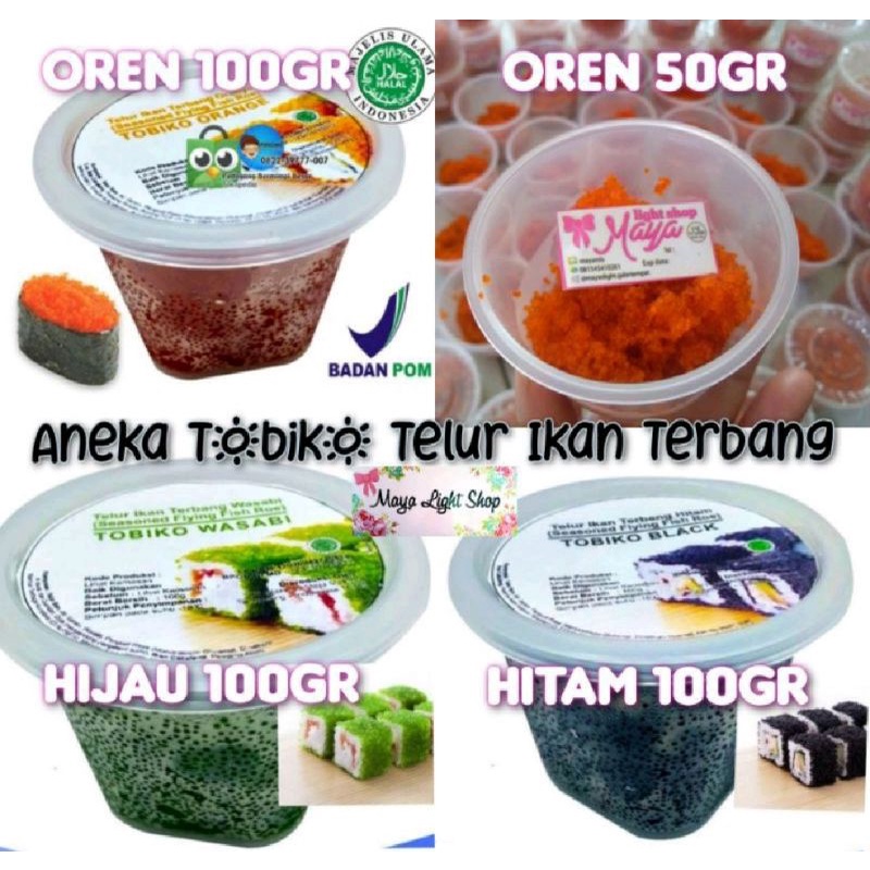 Jual Tobiko roe telur ikan caviar flying fish tobiko orange hitam hijau ...