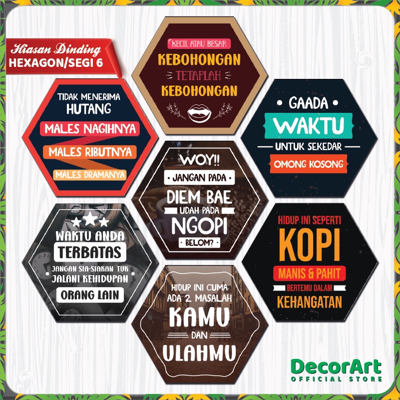 Jual DecorArt - Dekorasi Hiasan Dinding Segi 6 Hexagonal Tema Motivasi ...