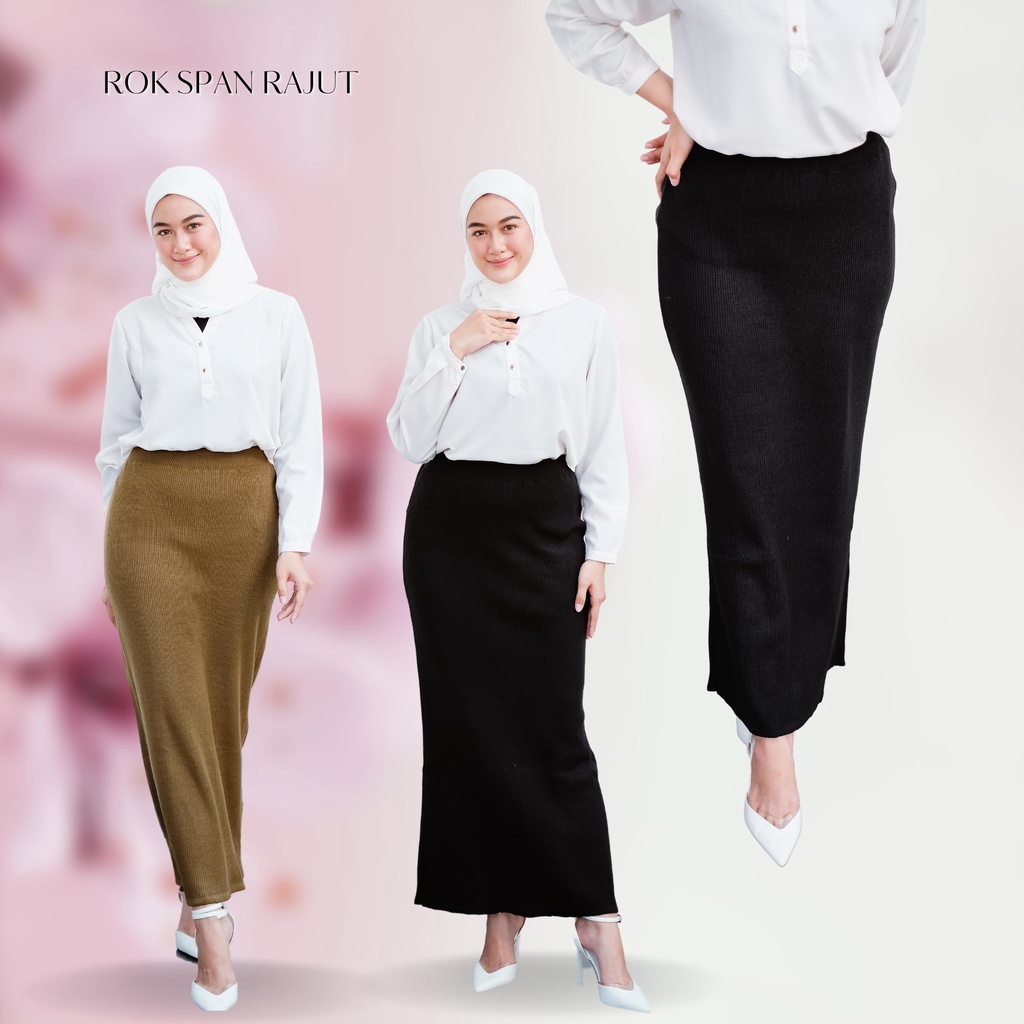 Jual Karleen Hijab - Rok Span Rajut (up to XXL panjang kerja wanita rok kerja kantor premium ...