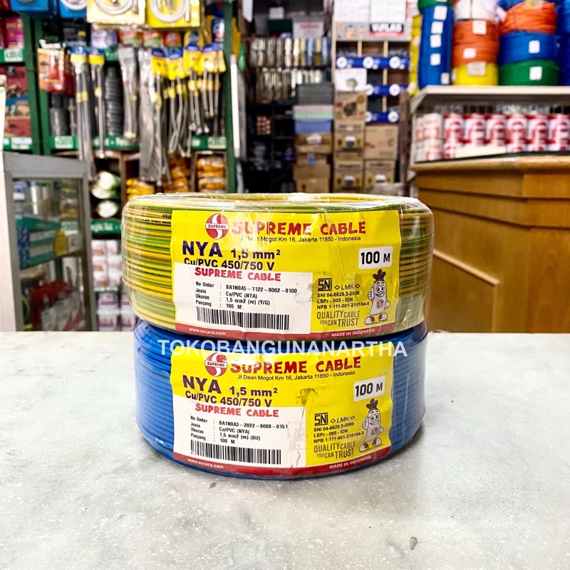 Jual 100 Meter Kabel Supreme NYA 1,5 mm2 / Kabel Listrik Kawat / Kabel tembaga / Kabel Engkel ...