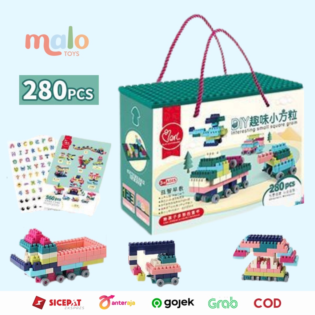 Jual MALOTOYS - Bricks 280pcs 380pcs Brick Blocks Balok Susun Blok 280 pcs 380 pcs DIY Small ...
