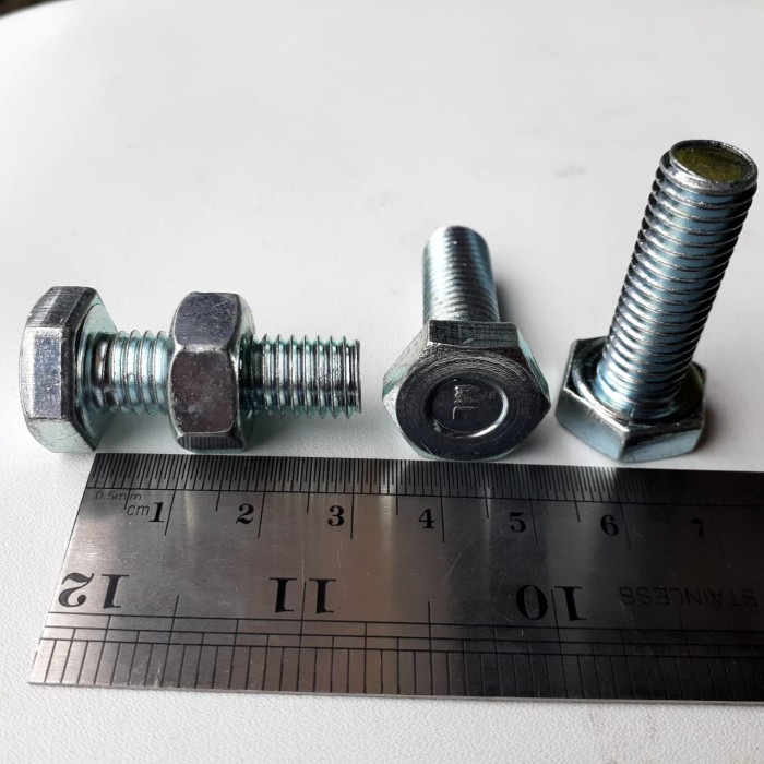 Jual BAUT M10X30 PANJANG 3CM / BAUT MUR PUTIH KUNCI 17 | Shopee Indonesia