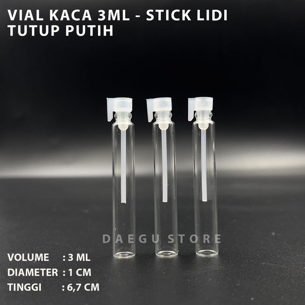 Jual Vial 3ml Botol Kaca Tester Sample Parfum Putih Model Stick Panjang ...